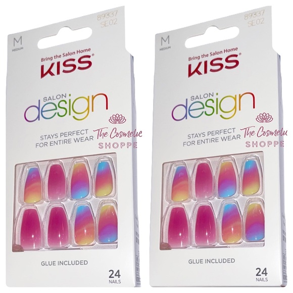 Kiss | Makeup | Kiss Salon Design Medium Length Shiny Coffin Rainbow ...